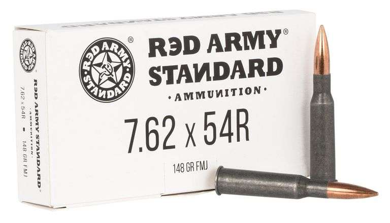 Red Army Standard 7.62 x54R 148 Grain FMJ Ammunition 20 Round Box ...