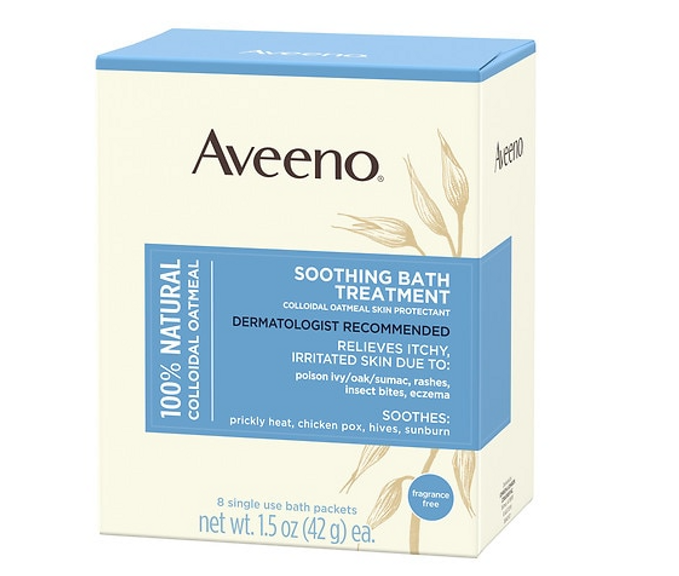 Box of Aveeno Soothing Bath Treatment *8 Single Use Bath Packets ...