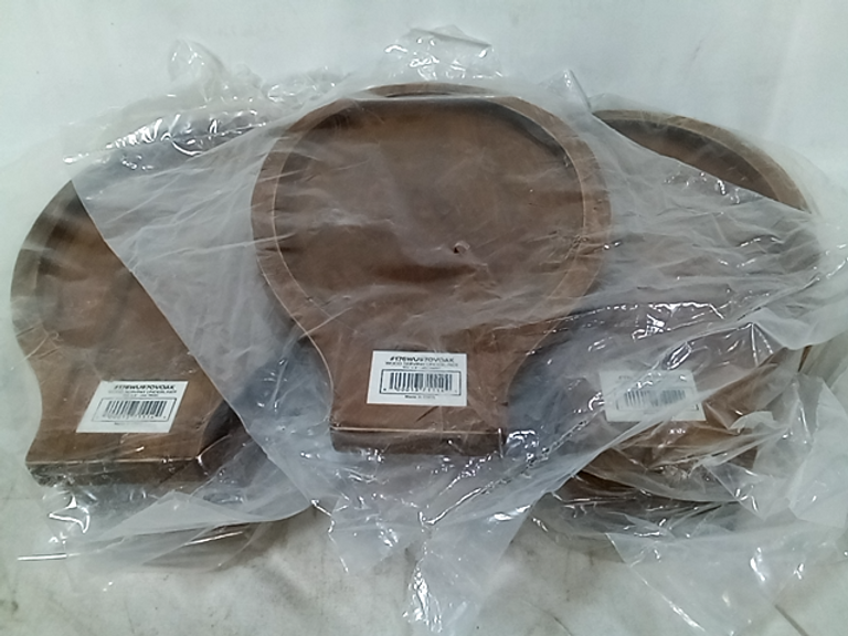 Lot of 7 Choice 12 1/2" x 8" Oval Pine Wood Underliner with Oak Finish ...