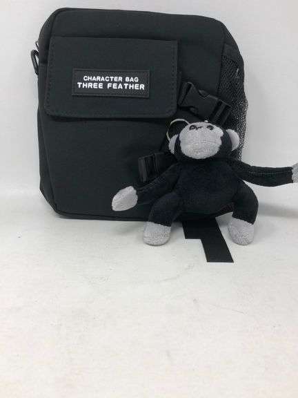 Three Feather Character Bag, Black w/Monkey Charm - Dutch Goat