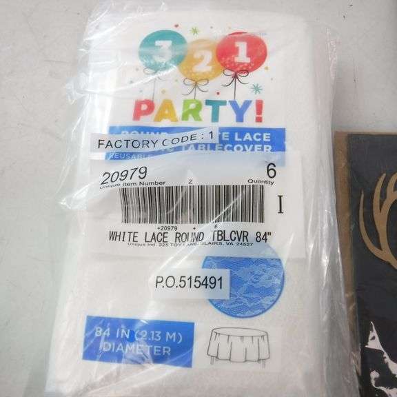 Assortment Of Party Supplies: 321 Party White Lace Table Plastic Cover ...