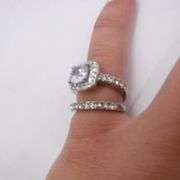 2 Piece Cushioned Square Cut Silver Rhinestone Ring - Dutch Goat