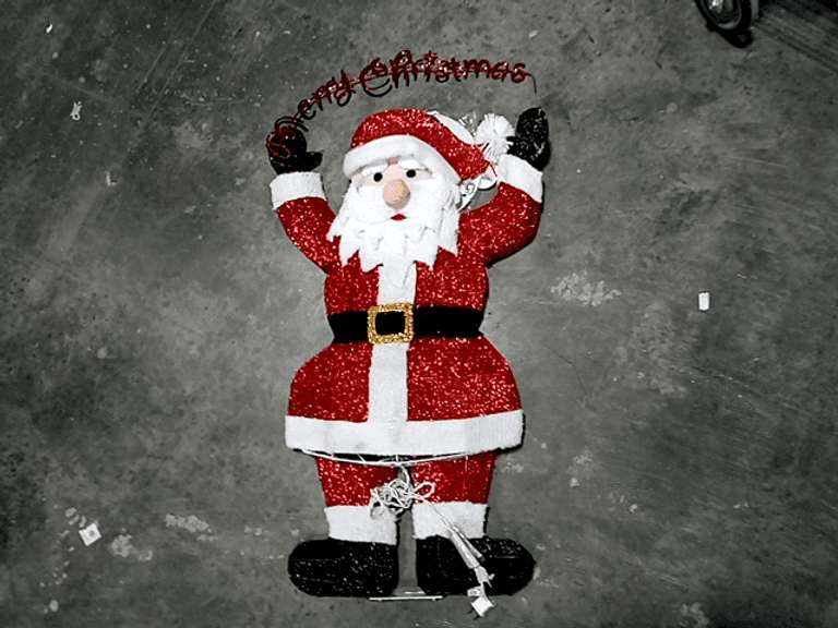 National Tree Company, 2D Tinsel Lit Santa Clause Holding A Merry ...