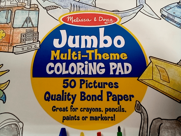 Lot of 2 - Jumbo 50-Page Kids' Coloring Pad - Space, Sharks, Sports ...