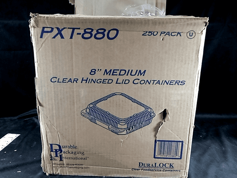 Durable Packaging PXT-880 Duralock 8"x8"x3" Hinged Lid Container, Case ...