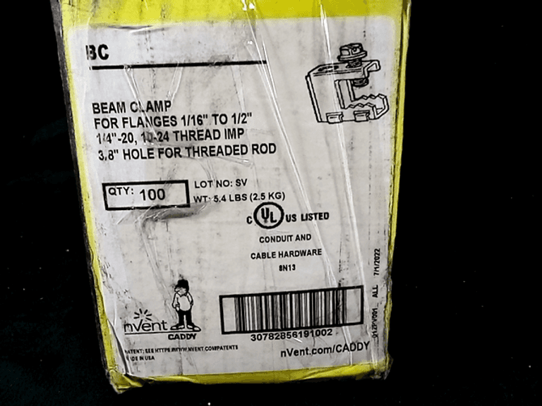 Erico Caddy, Beam Clamp For Flanges 1/4", Pack Of 100, Silver - Dutch Goat