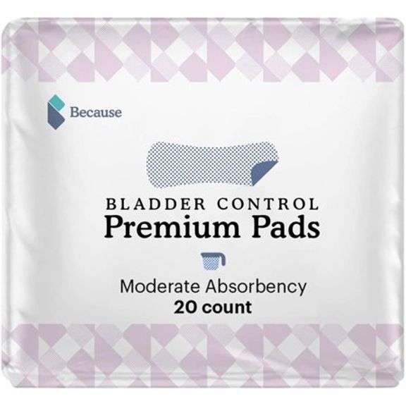 Because Bladder Control Premium Pads, Moderate Absorbency 20-Count/Bag ...