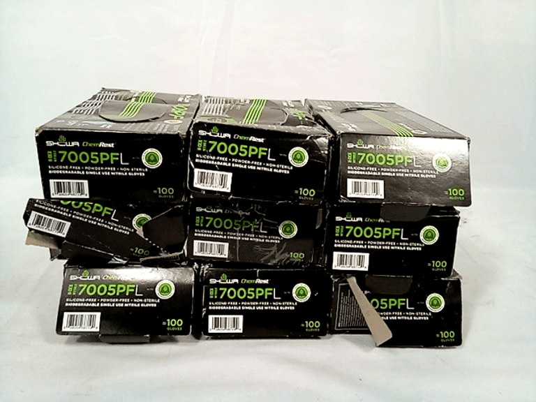 Box of 9 - Showa 7005PF ChemRest N-Dex Nitrile Disposable Gloves, 100 ...