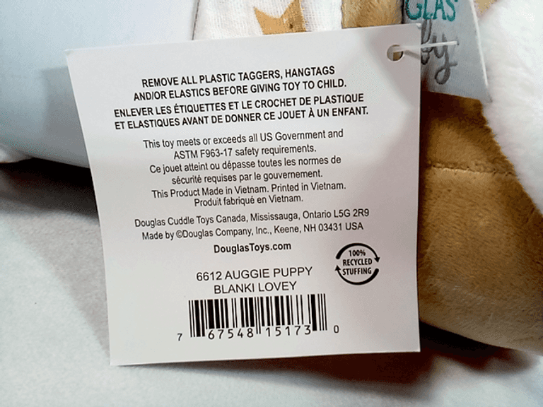 Douglas Cuddle Toys Baby Auggie Tan Puppy Dog Blanki Lovey Blanket ...