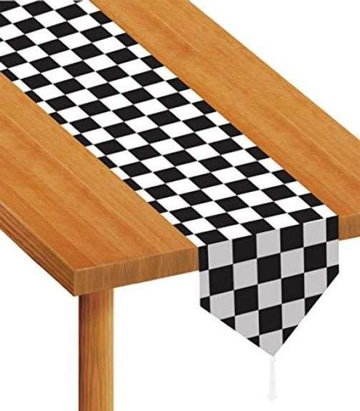 Beistle 54100 Printed Checkered Table Runner, 11"x6', Black, White ...