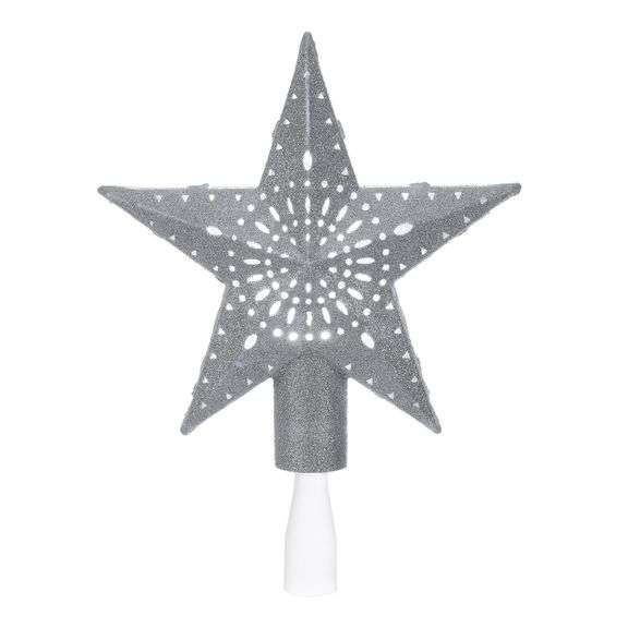 Holiday Time Silver Star Lighted Projection LED Tree Topper 11.4 ...