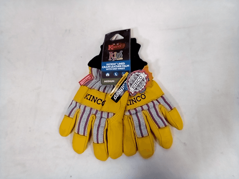 Kinco 1927KW-Y, Kids' Lined Grain Leather Palm Gloves With Knit Wrist ...