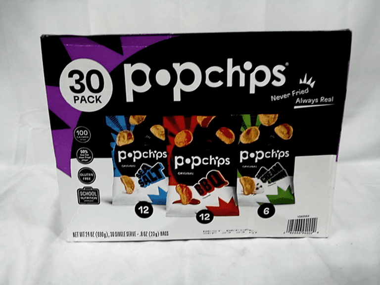 Popchips Potato Chips Variety Pack, 0.8 Oz, 30 Count, Multi-Color ...