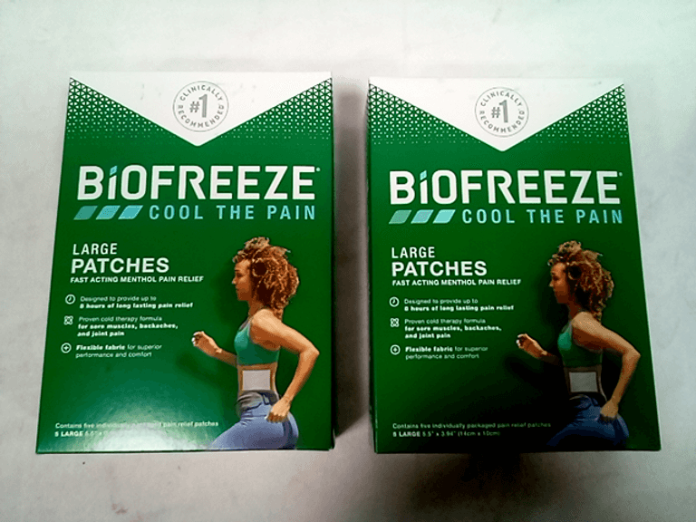 Lot of 2 - Biofreeze Topical Pain Relief Strength Menthol Patches Size ...