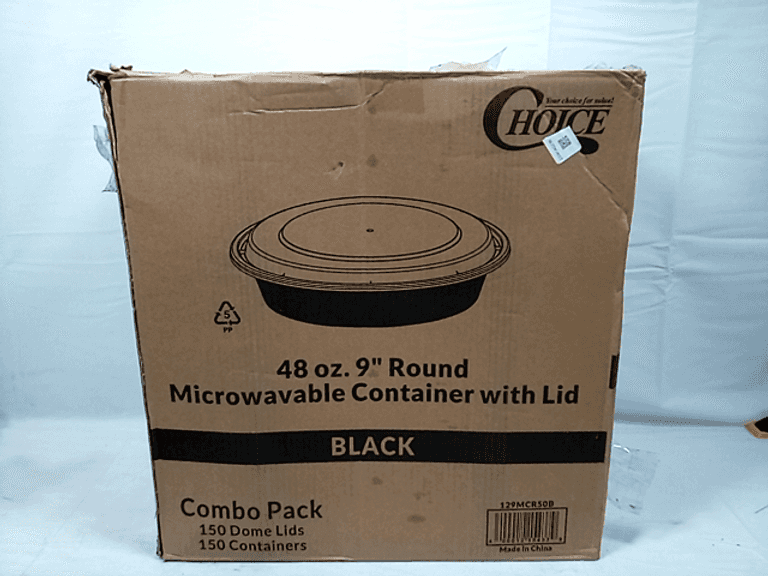 Choice 48oz 9" Round Microwavable Container with Lid Combo Pack - Dutch ...
