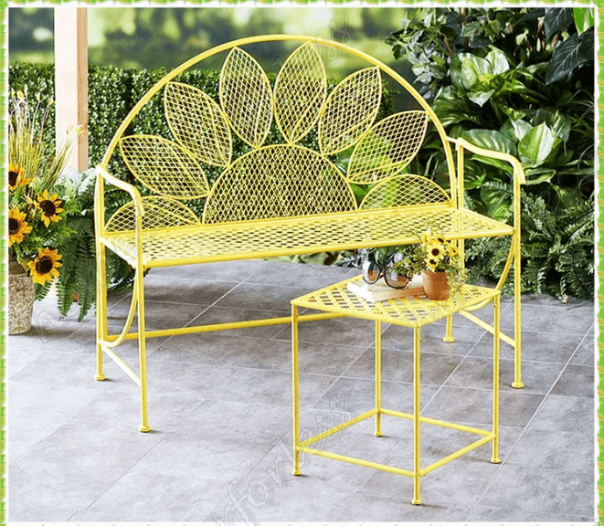 Sunflower Metal Bench or Table Outdoor Patio Porch Deck Furniture ...
