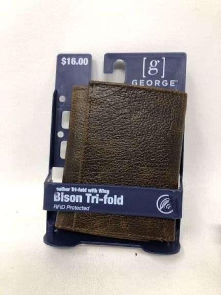 Lot of 2 George River Tan Bison Trifold Wallet - Dutch Goat