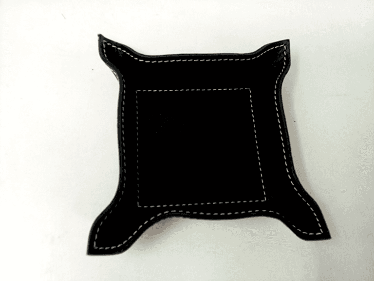 Arte & Cuoio Piombo Saddle Leather Tray in Black - Dutch Goat