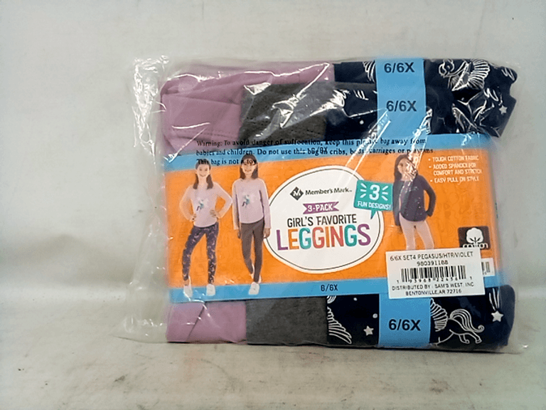 Girl's Youth Member's Mark 3 Pack LEgging, Size 6X - Multicolor - Dutch ...