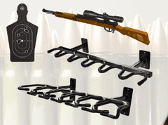 Walnut Wooden Gun Rack Hangers Rifle Double Barrel Shotgun Scroll Wall ...