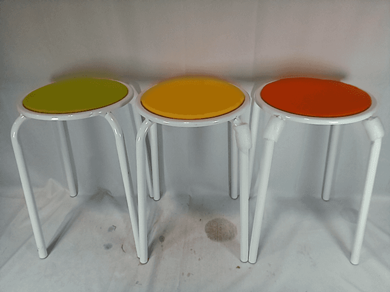 Lot of 3 - Fat Catalog Pastel Assorted Color Metal Stack Stools With ...