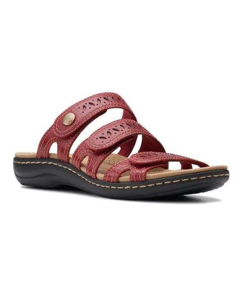 Clarks Women Red Laurieann Dee Leather Flat Sandals - Dutch Goat