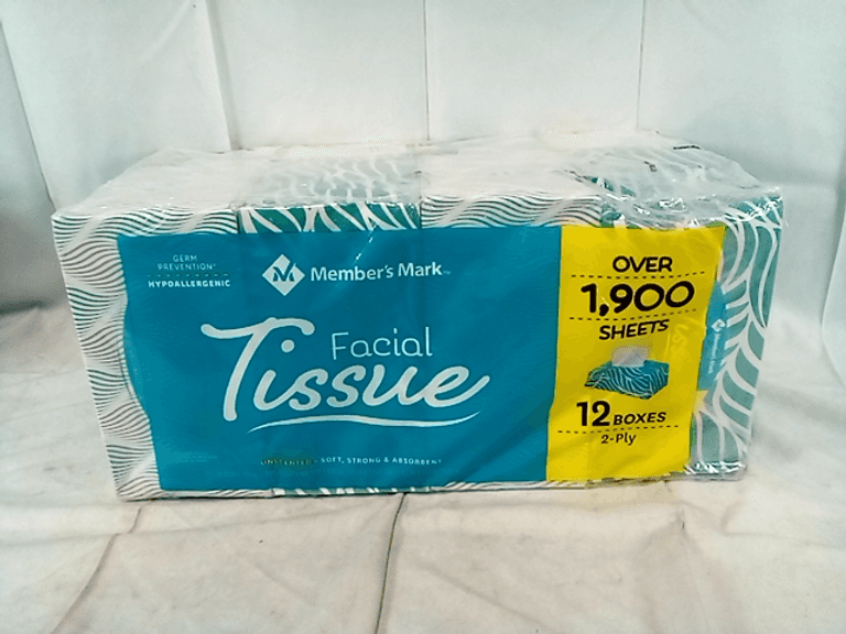 Member's Mark Facial Tissue 12 Boxes 2-Ply Over 1900 Sheets Unscented ...