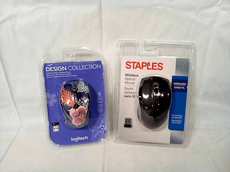 Assortment of 2 - Staples & Logitech Wireless Mouse, Black, Multi-Color ...
