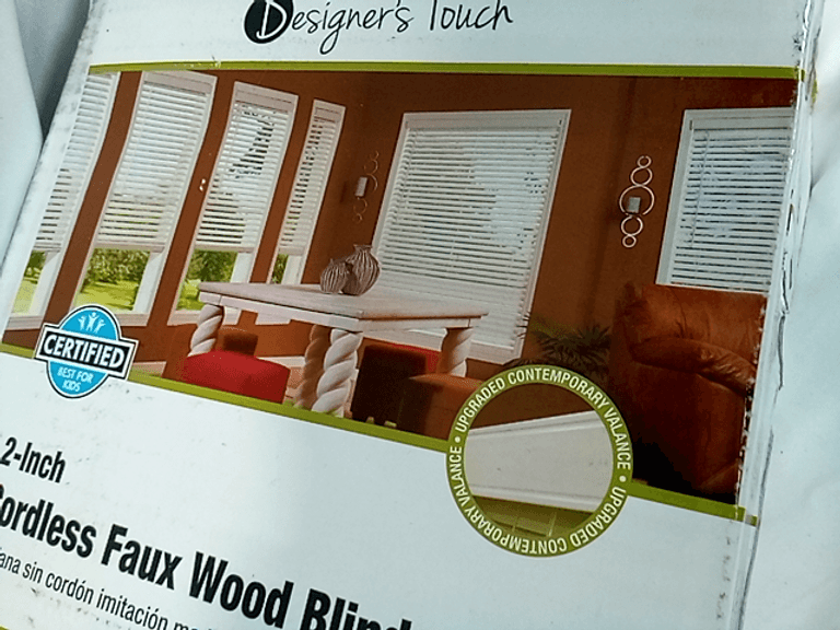 Lot of 2 - Designer's Touch, Cordless Room Darkening 2" Faux Wood Blind ...