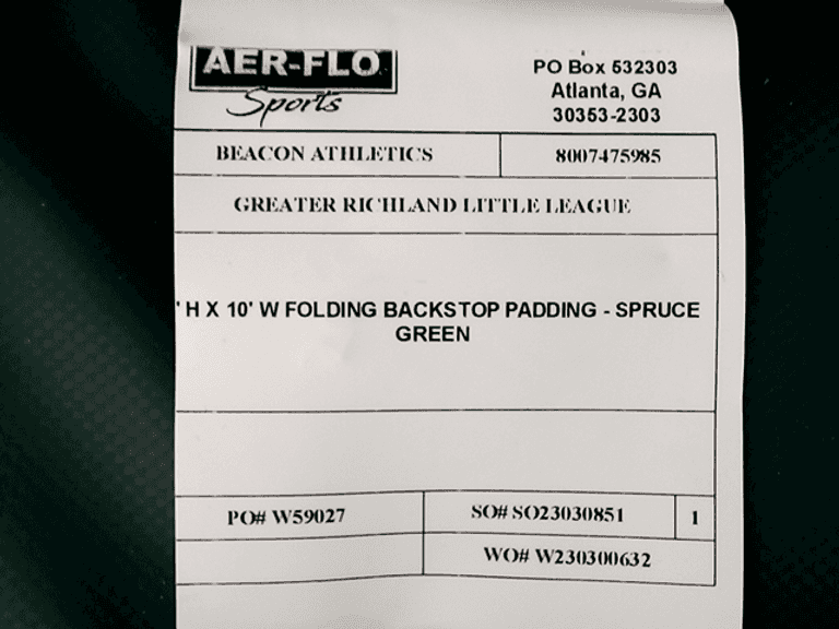 Aero-Flo Sports, 3'x10' Folding Backstop Padding, Spruce Green - Dutch Goat