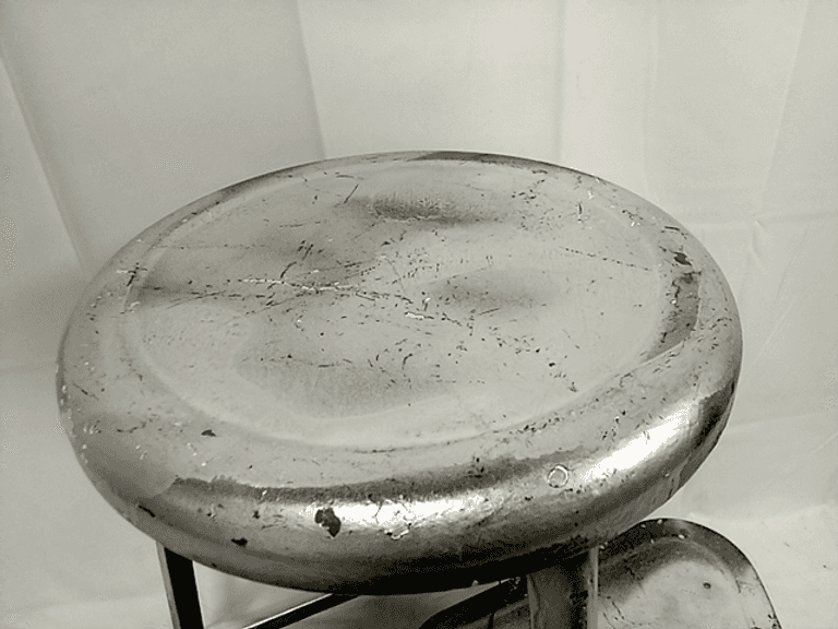 Vintage Industrial Pressed and Folded Steel 3-Legged Stool w/ Drop Down ...