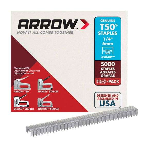 Box of 5 Arrow A504IP T50 Heavy Duty Staples 1/4" 5000 Pcs Per Box ...