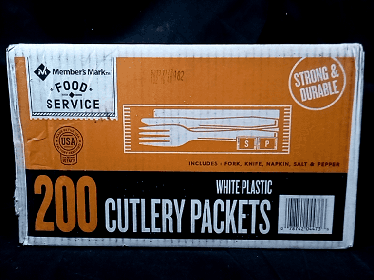 Member's Mark, Plastic Cutlery Packets, 200 Count, White, Multi-Color ...