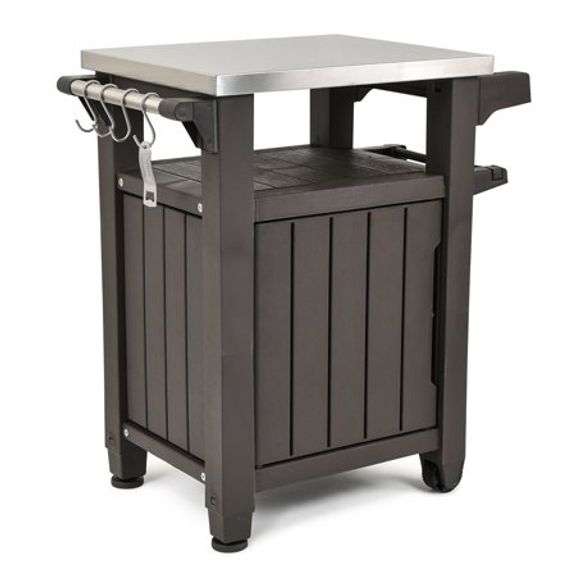 Keter Unity Portable Outdoor Table & Storage Cabinet Brown 34.6"x22.5 ...