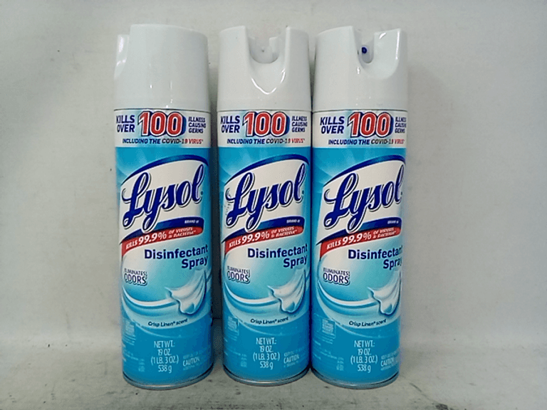Lot of 3 - Lysol Disinfectant Spray, Crisp Linen, 19 Oz, Multi-Color ...
