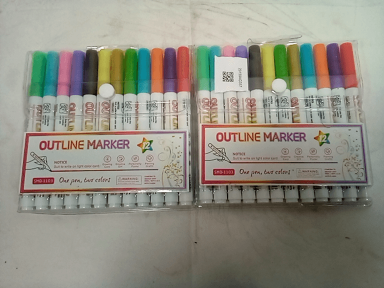 Self-Outline Markers, Assorted Colors, Pack Of 12, Multi-Color - Dutch Goat