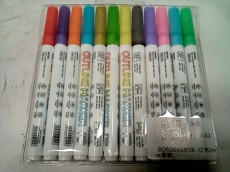 Self-Outline Markers, Assorted Colors, Pack Of 12, Multi-Color - Dutch Goat
