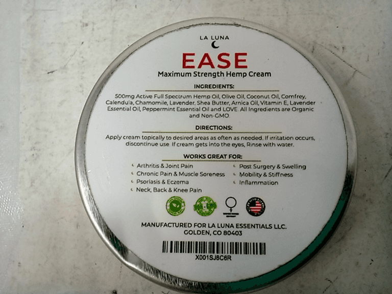 Lot of 2 - Ease Maximum Strength Hemp Cream 500mg Full Spectrum Hemp ...