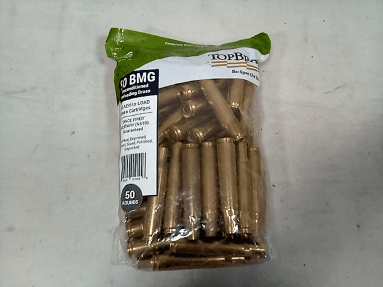 Top Brass .50 BMG Reconditioned Reloading Brass 50 Count Bag - Dutch Goat