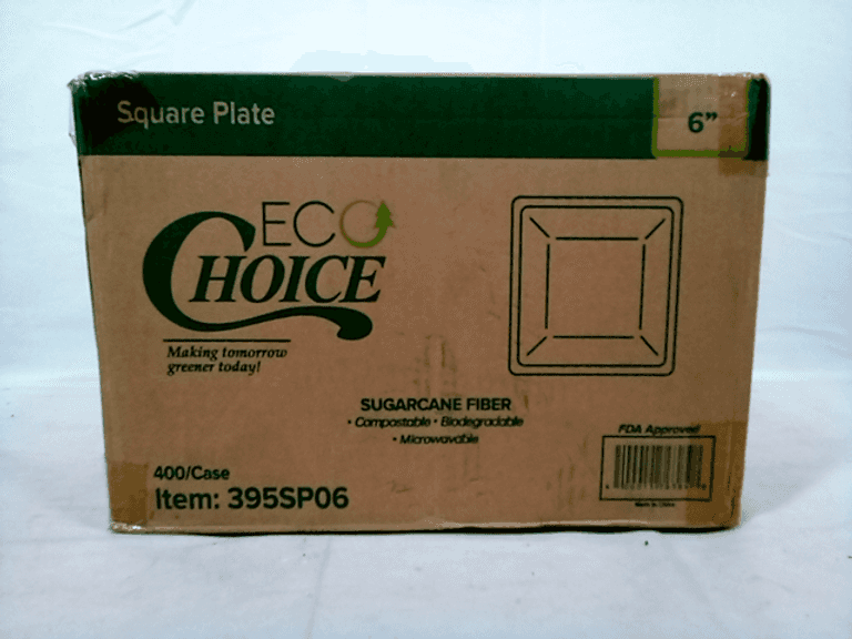 Eco Choice Compostable Sugarcane/Bagasse 6"x6" Square Plate - 400/Case ...