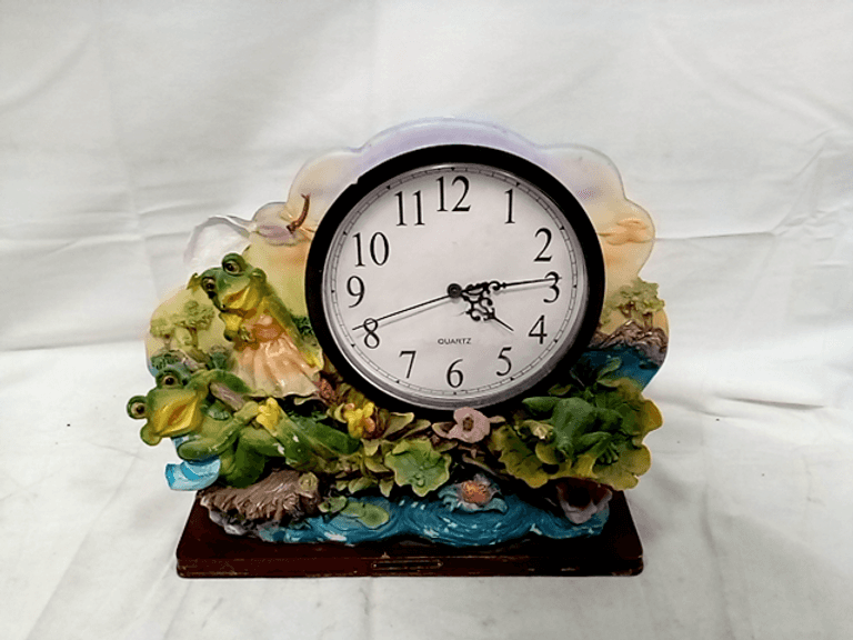 Hand-Painted Frog Tabletop Analog Clock - Dutch Goat