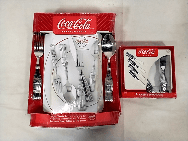 Pack of 2 - Coca-Cola 20-Pcs Classic Bottle Flatware Set & 4 Cheese ...