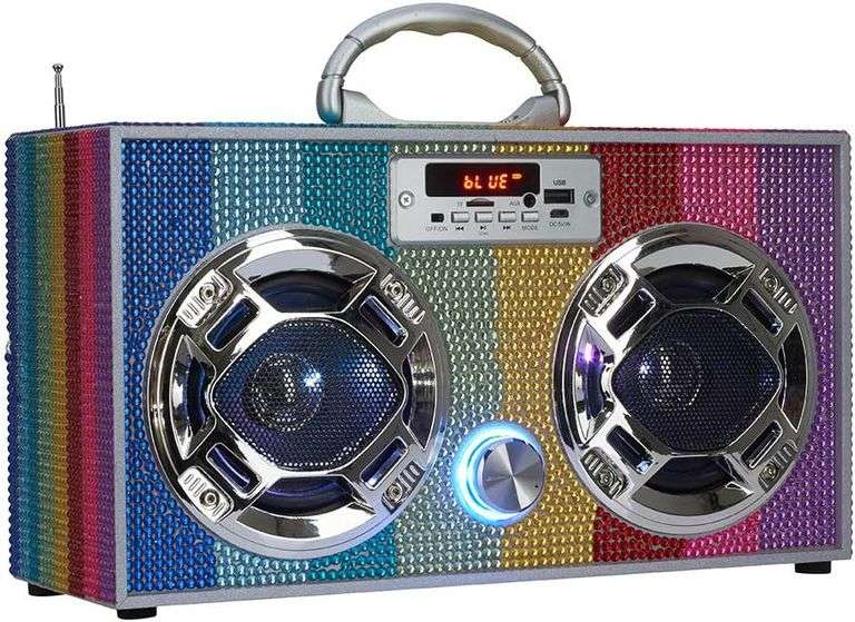 Wireless Express - Mini Boombox with LED Speakers Retro Bluetooth ...
