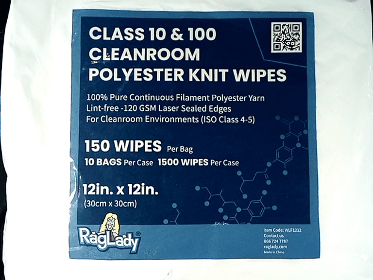 Lot of 3 - Class 10&100 Cleanroom Polyester Knit Wipe- 12x12in- 150 per ...