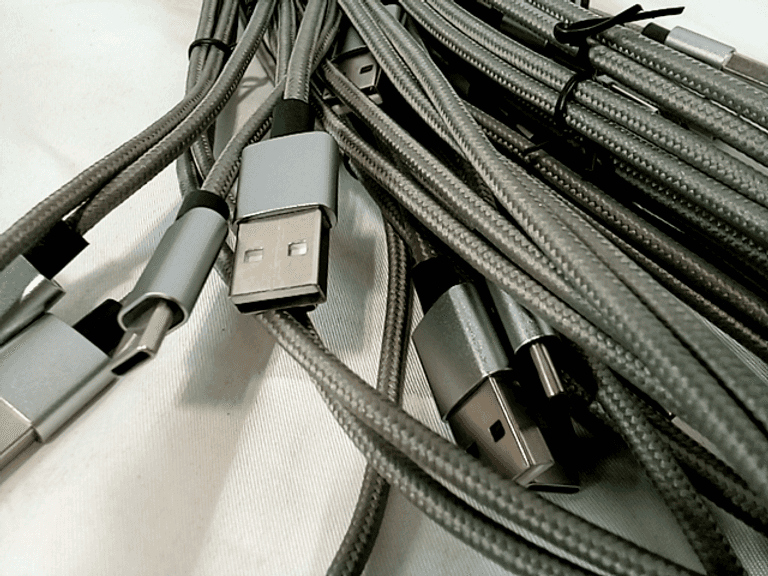 Lot of 12 - Titanium, Extra Long Charging Cables - USB Type C - Dutch Goat