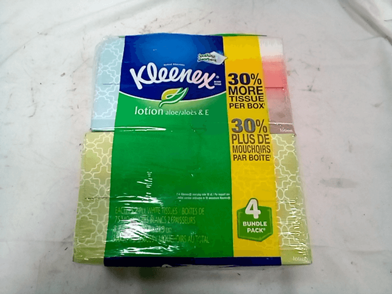 Kleenex 25834, Lotion Facial Tissue 2-Ply 75 Sheets/Box, 4 Boxes, Multi ...