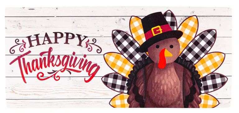 Evergreen Happy Thanksgiving Pilgrim Turkey Sassafras Switch Mat, 3 ...