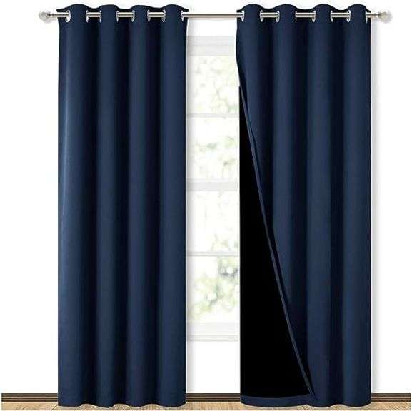 Studio 1012 Austin Blackout Window Panel Pair, Navy - 38"x84" - Dutch Goat