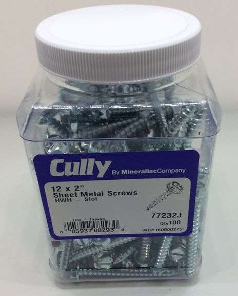 Lot of 6 - Cully 77232J 12X2 HWH SMS SLOT Screw (100-Pack) - Dutch Goat