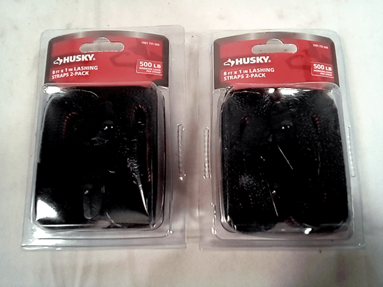 Lot of 2 - Husky FH0911, 1"x8' Lashing Strap, Pack Of 2, Black, Red ...